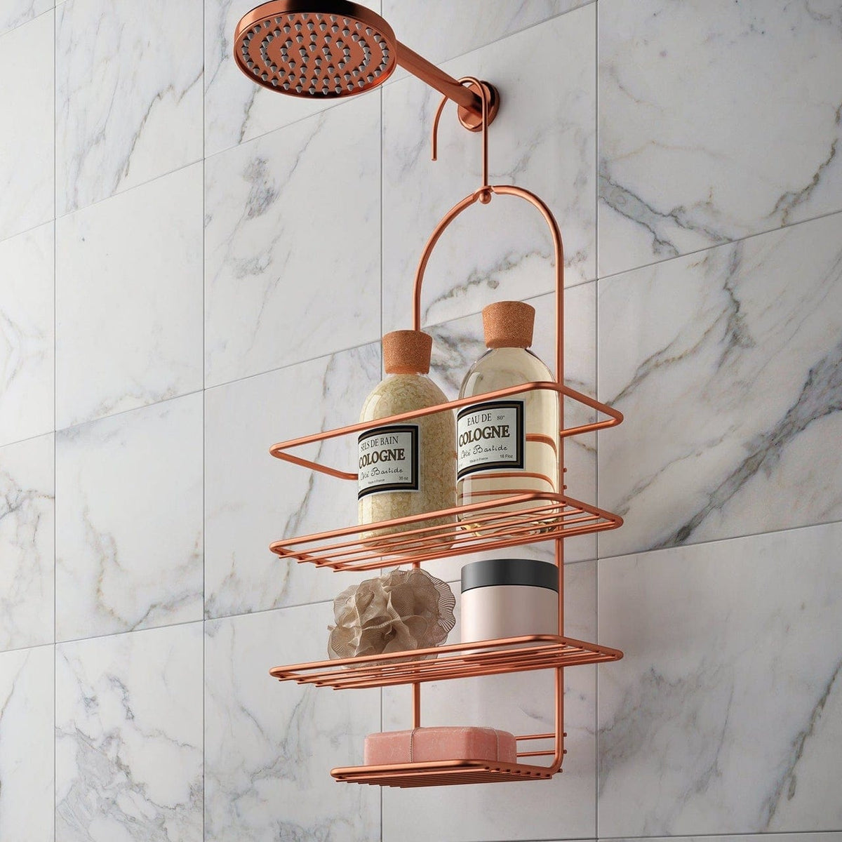 Metaltex Reflex Copper Shower Caddy | Polytherm® Coating, Made in Italy | Baitishk