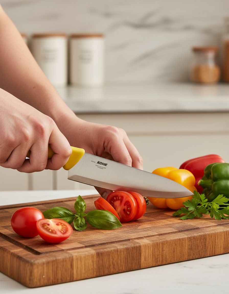 Kohe Butcher Knife – 8" Straight Edge, Conical Blade for Versatile Prep ...